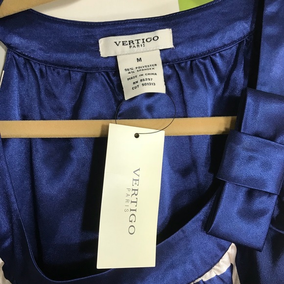 Vertigo Paris | Dresses | Vertigo Paris Blue Cream Shift Dress Size ...